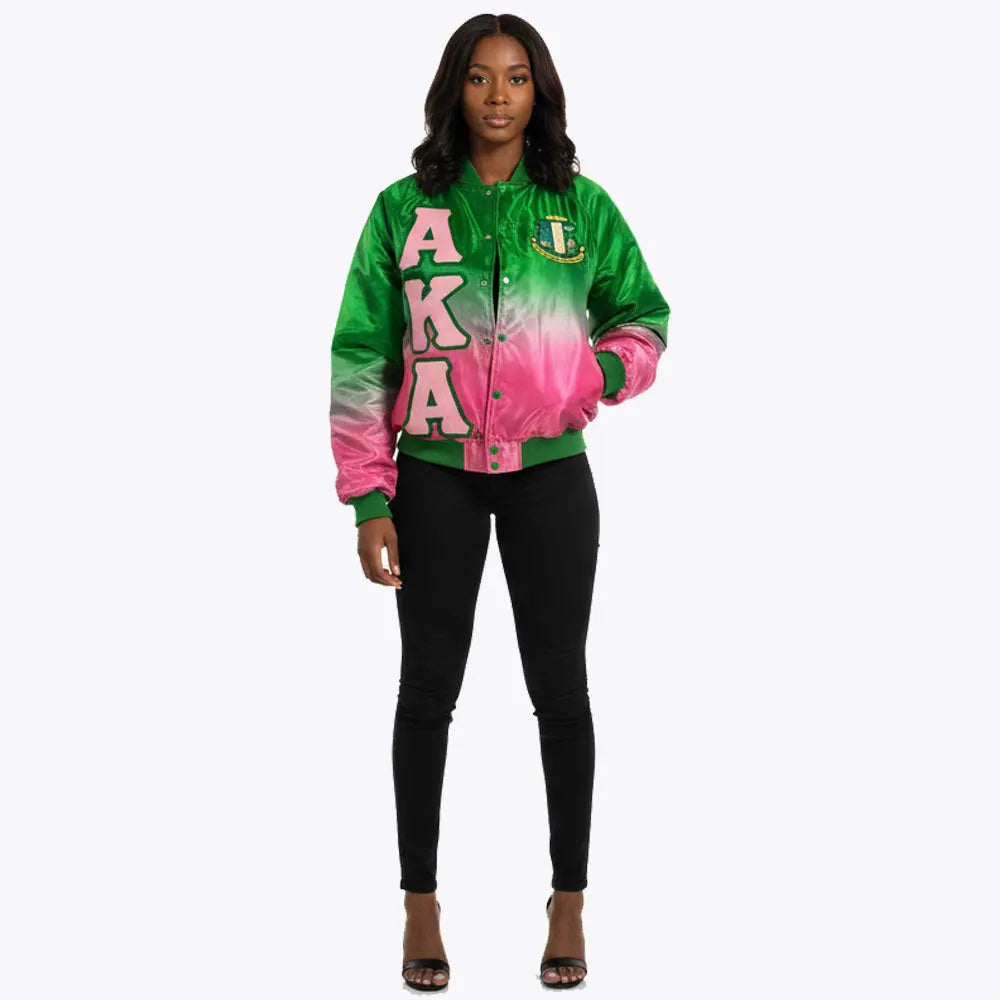 ALPHA KAPPA ALPHA RAINBOW BOMBER JACKET FOR WOMEN – Great Greek Apparel